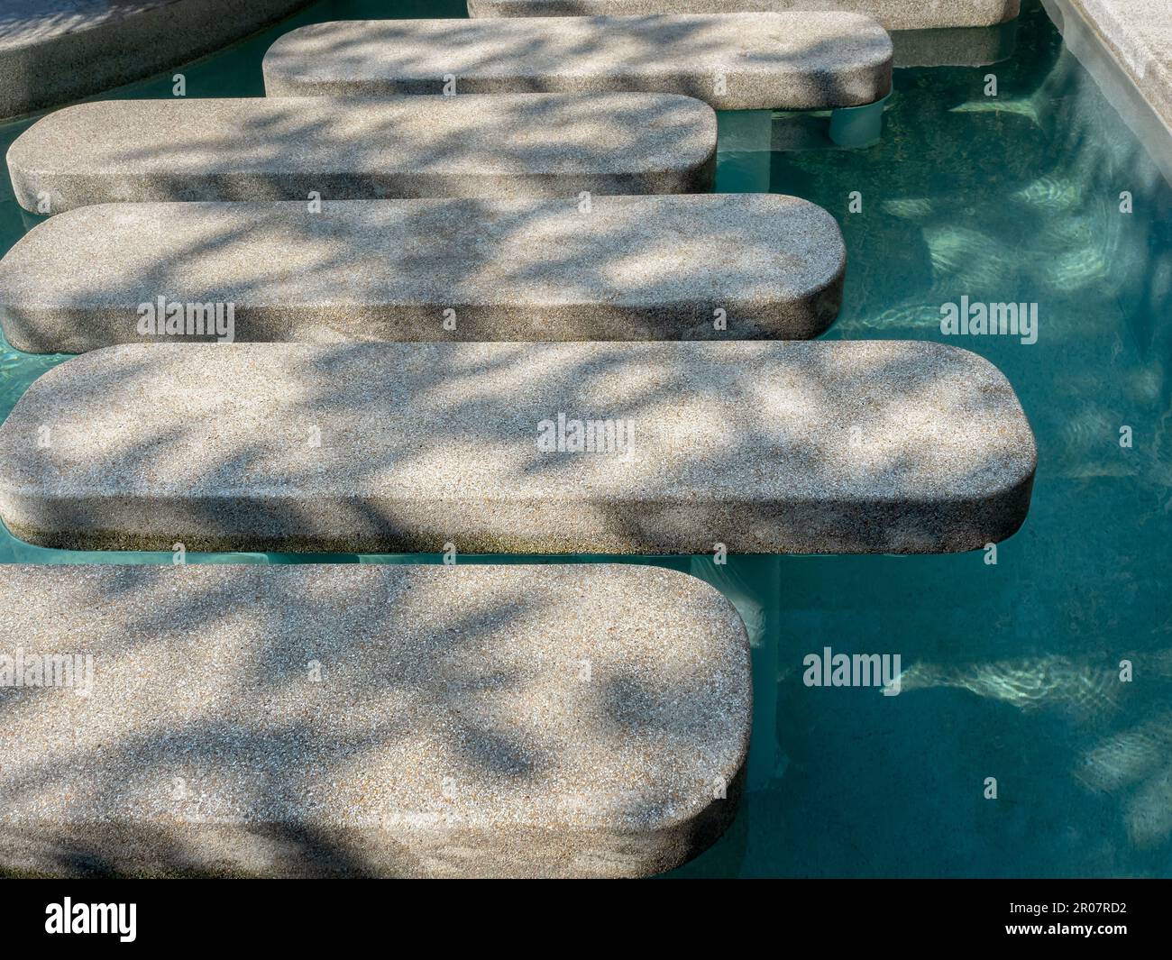 Empty terrazzo pathway steps with leaves shade lying, across the clean ...