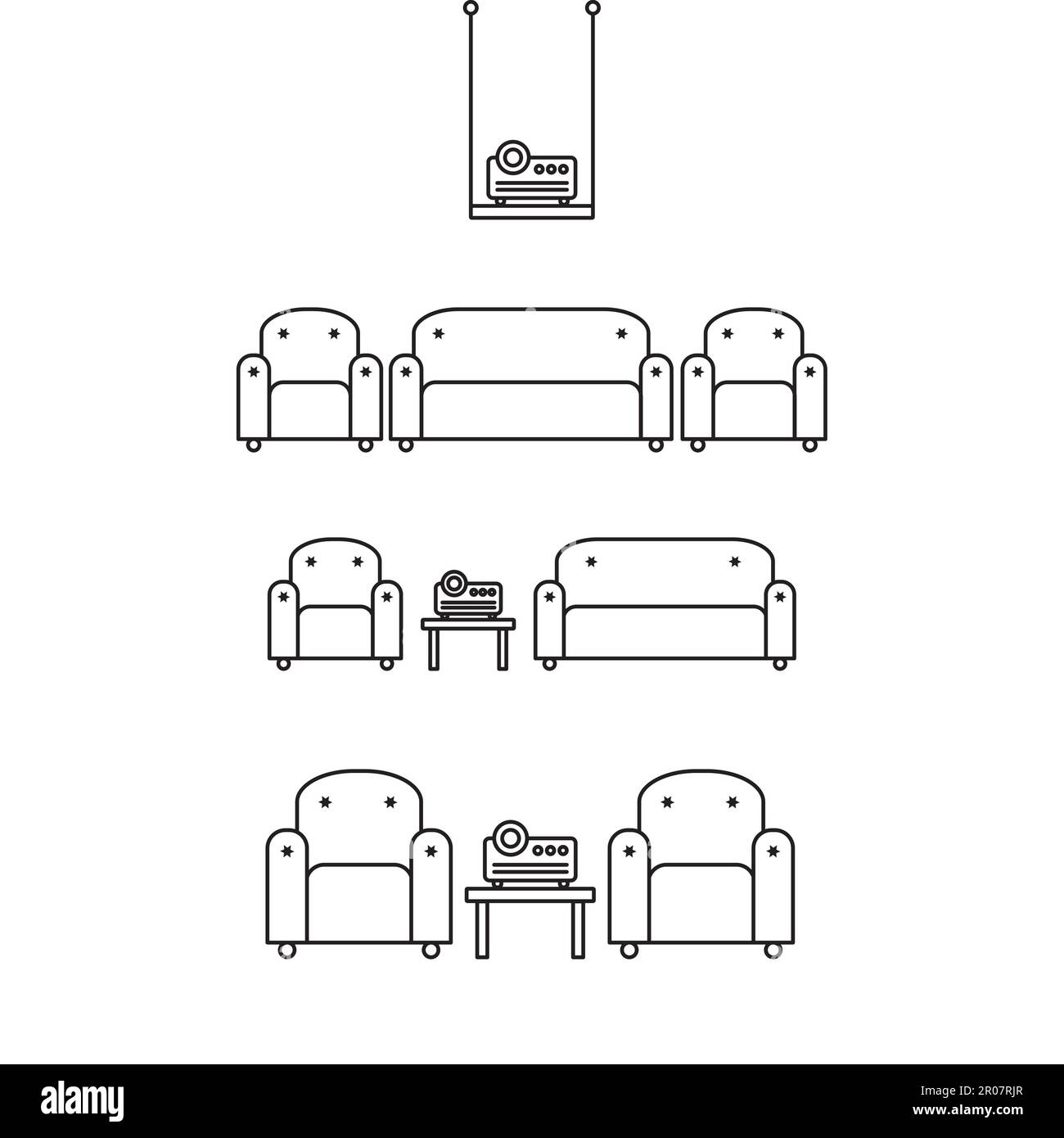 Office work room with projector and comfortable seats for multimedia ...