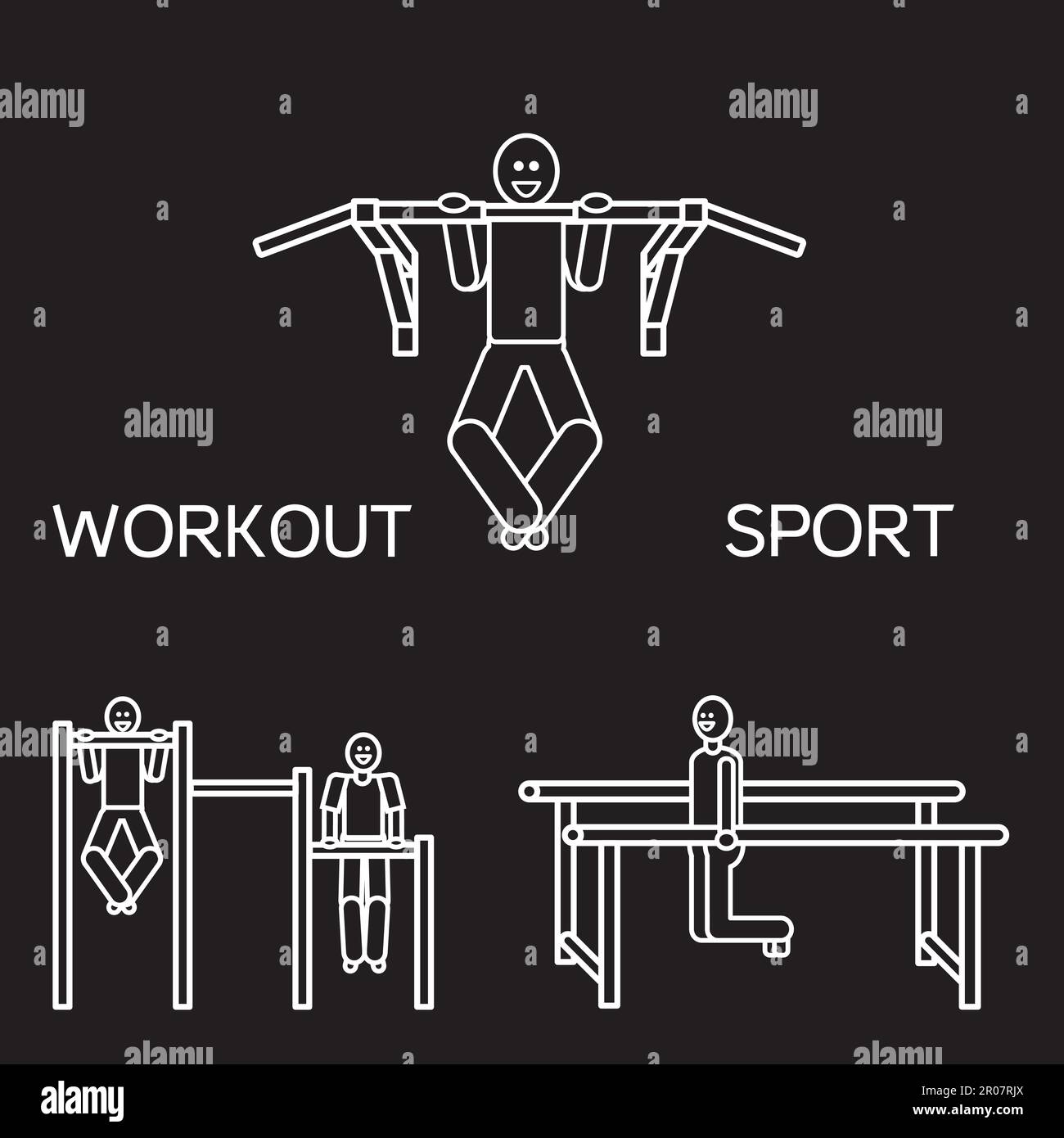 Sportman with sports equipment for street workout and pull-up bar ...