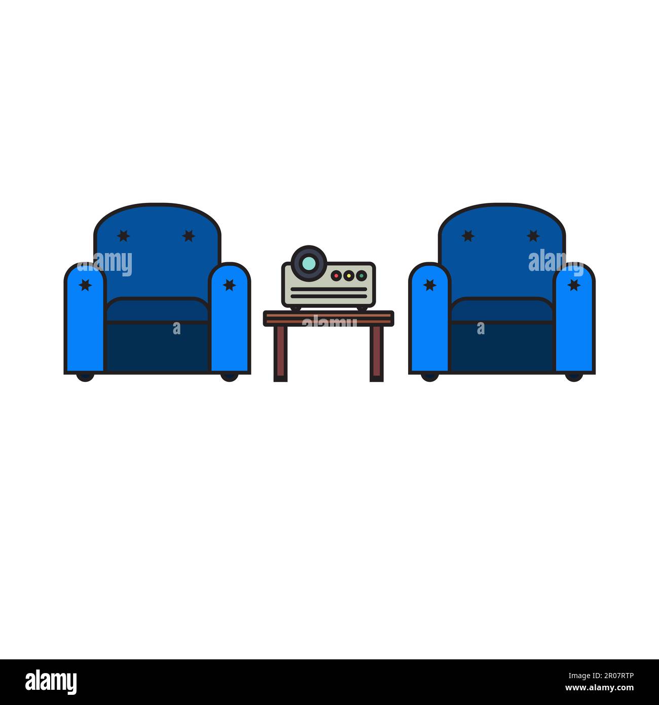 Office work room with projector and comfortable seats for multimedia ...