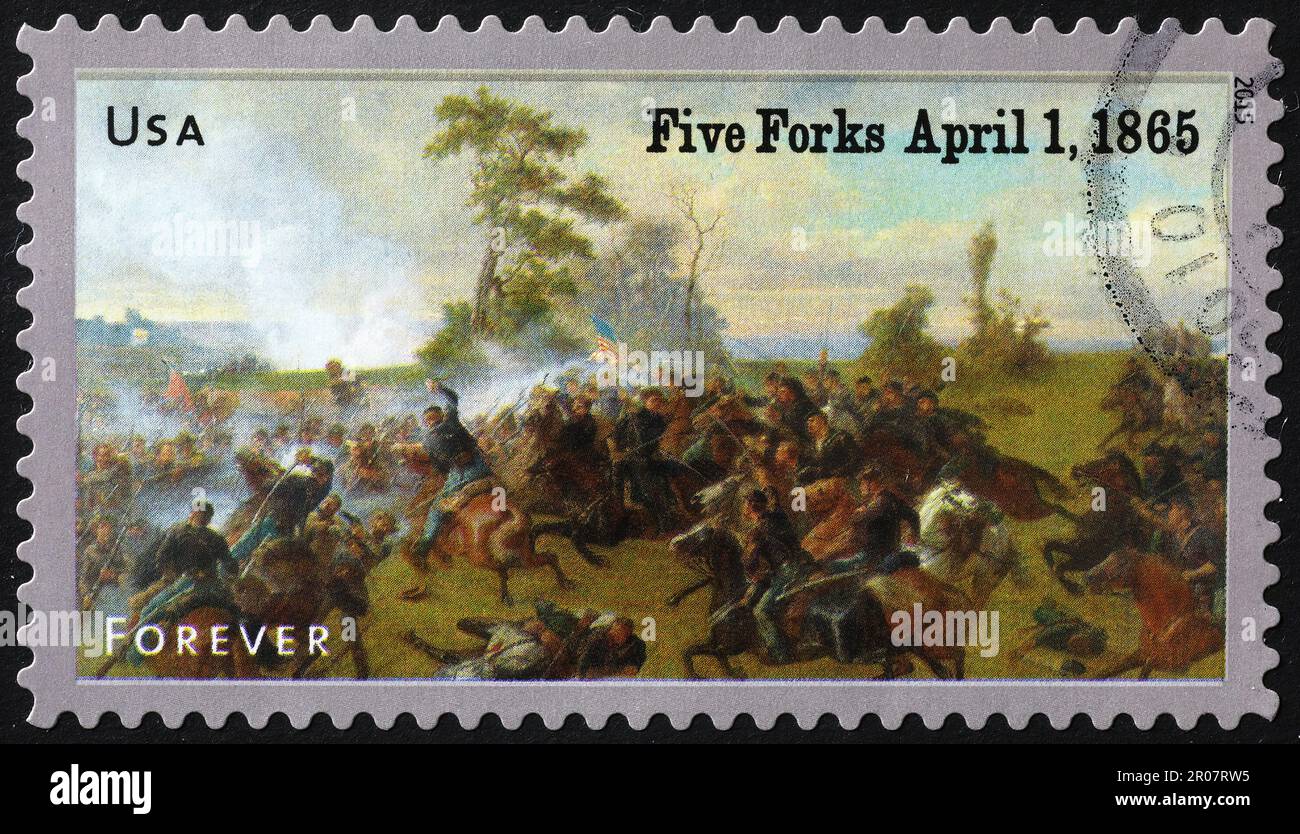 Battle of Five Forks on american postage stamp Stock Photo - Alamy