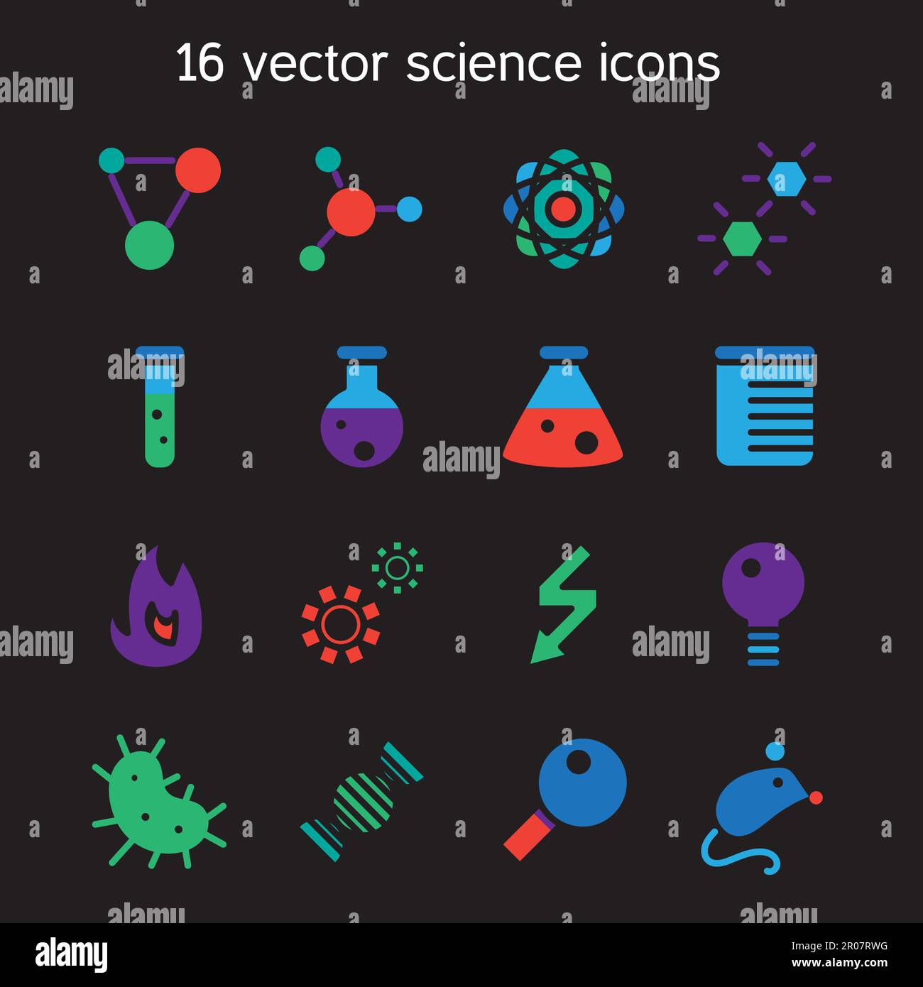 Science set icons. Laboratory biology symbols. Vector Stock Vector ...