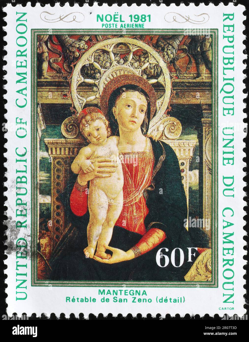 Madonna painted by Mantegna on postage stamp Stock Photo - Alamy