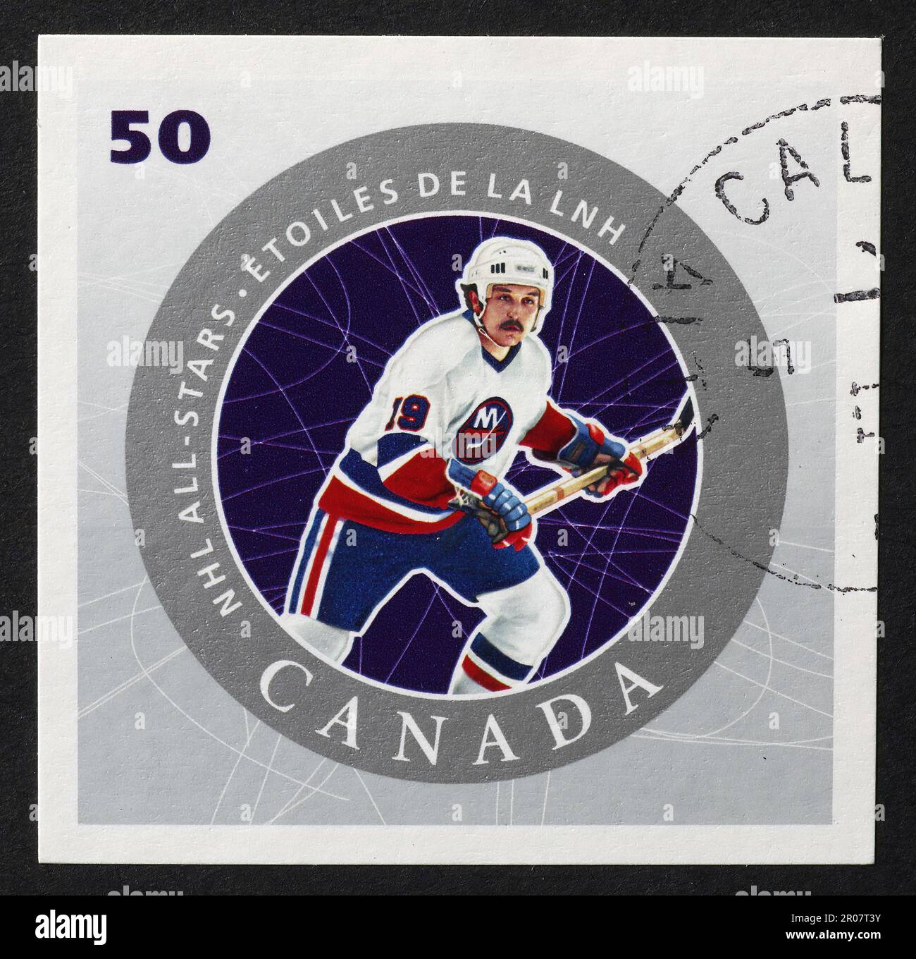 National Hockey League Star Bryan Trottier on postage stamp Stock Photo ...