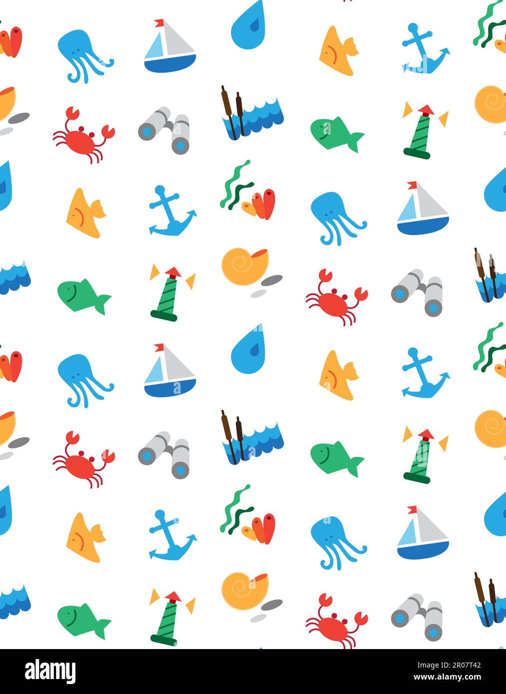 Isolated marine and fishing seamless pattern. Vector Stock Vector Image ...