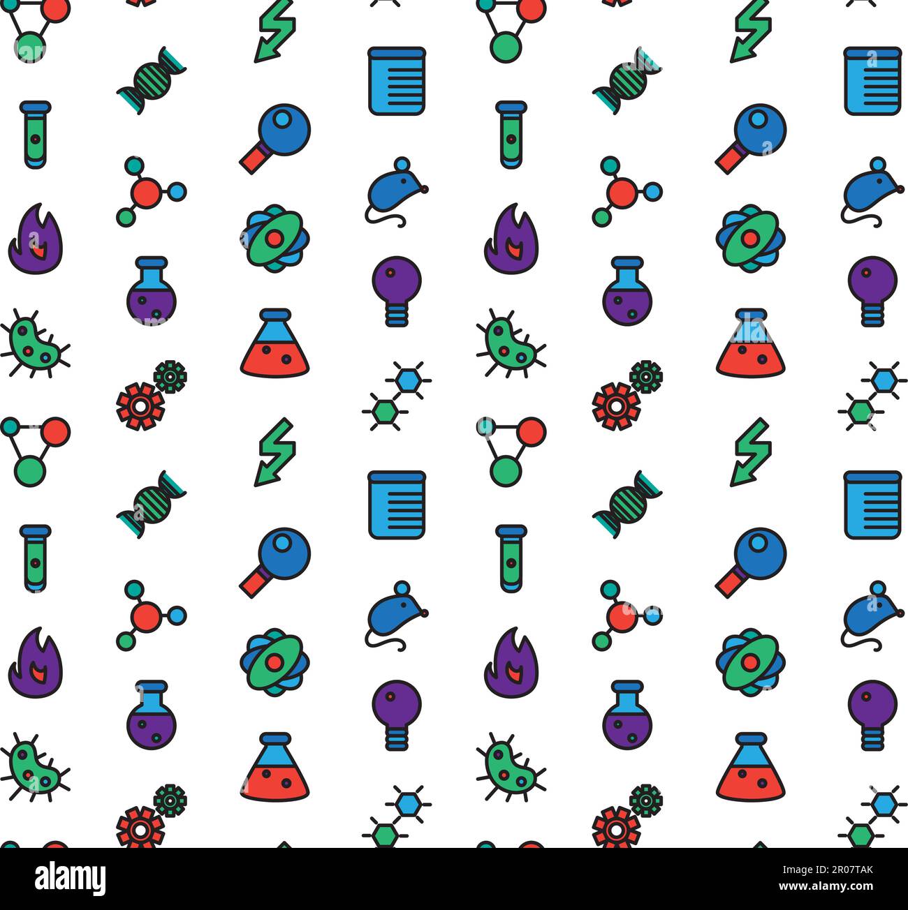 Science icons seamless pattern. Laboratory biology symbols. Vector ...