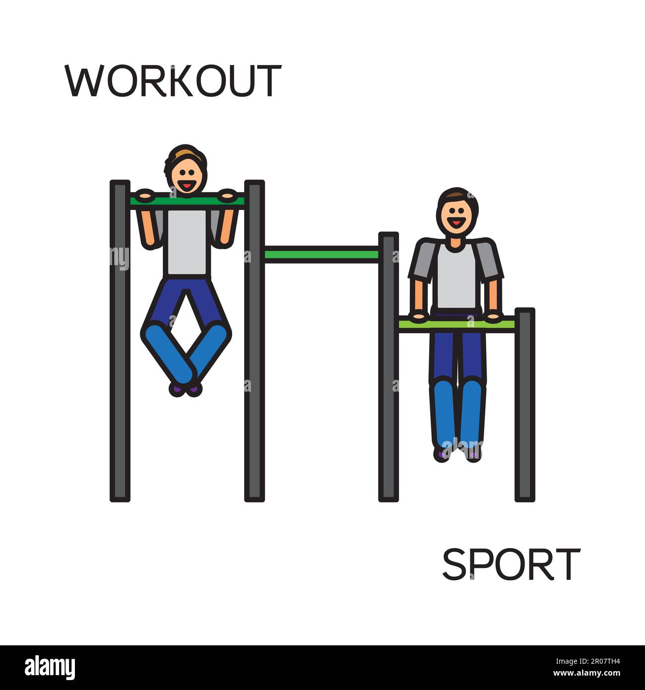 Sportman with sports equipment for street workout and pull-up bar ...