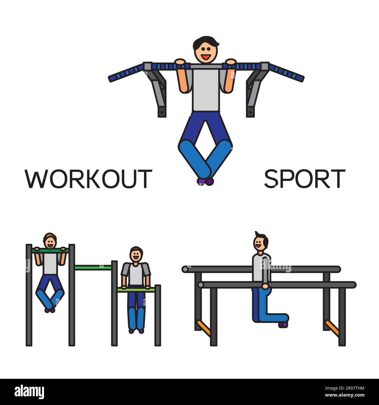 Sportman with sports equipment for street workout and pull-up bar ...