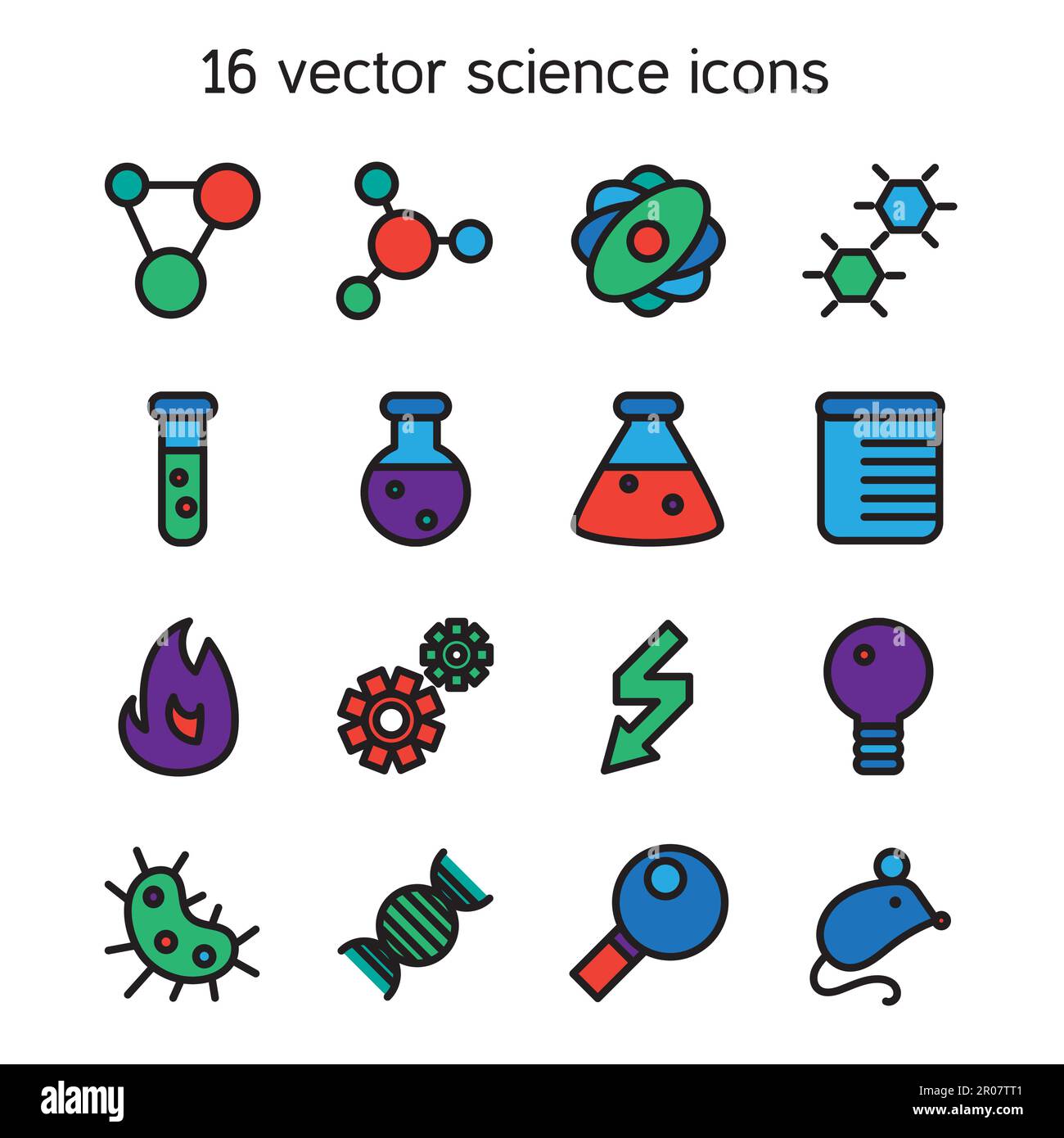 Science set icons. Laboratory biology symbols. Vector Stock Vector ...