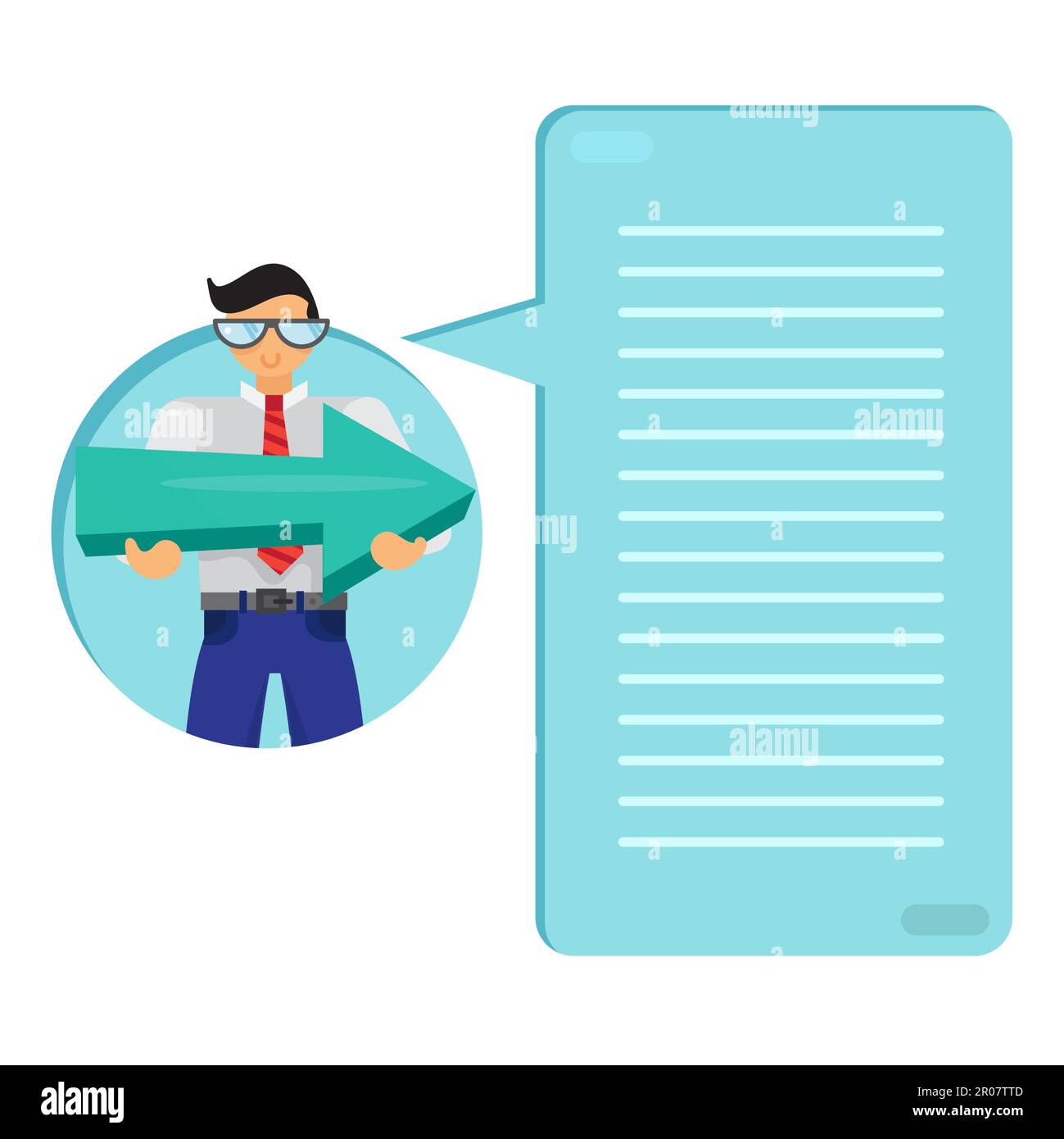 Employee or manager with big arrow in hands. Human with pointer ...