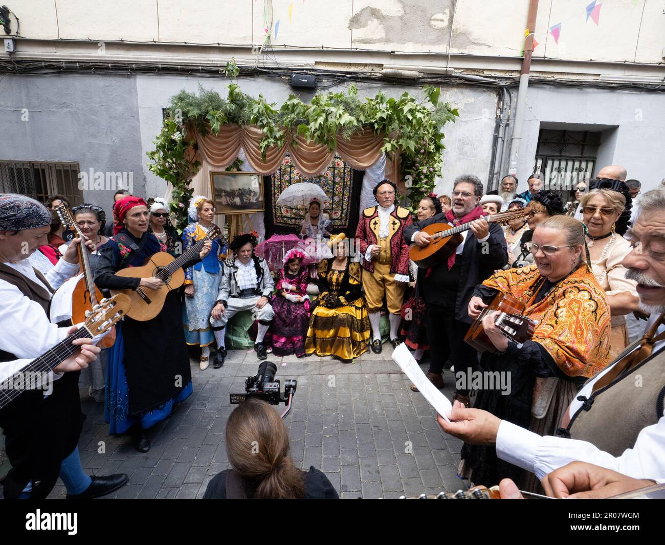 Madrid, Spain. 7th May, 2023. The rondalla Arrabel singing to the 'Maya ...