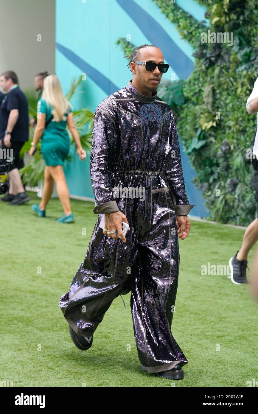 Mercedes driver Lewis Hamilton of Britain arrives for the Formula One ...