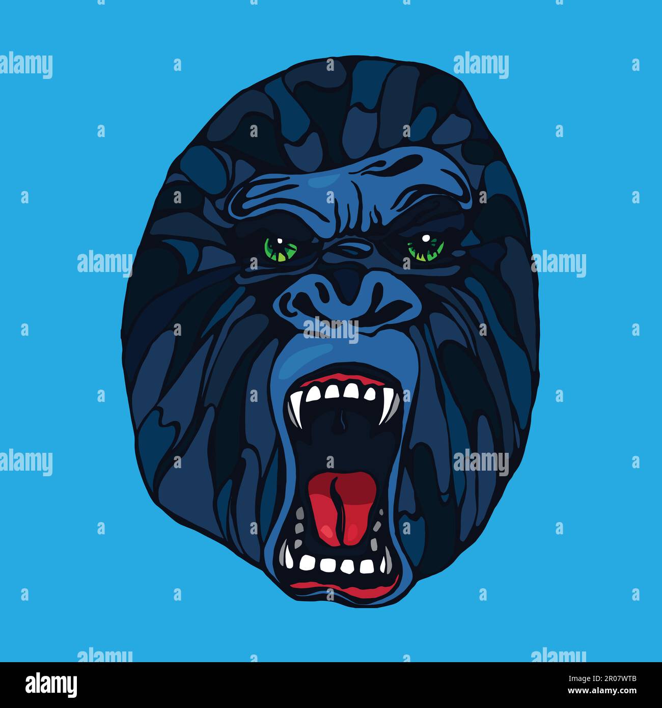 Growling detailed gorilla in cartoon style. Design for t-shirt, poster ...