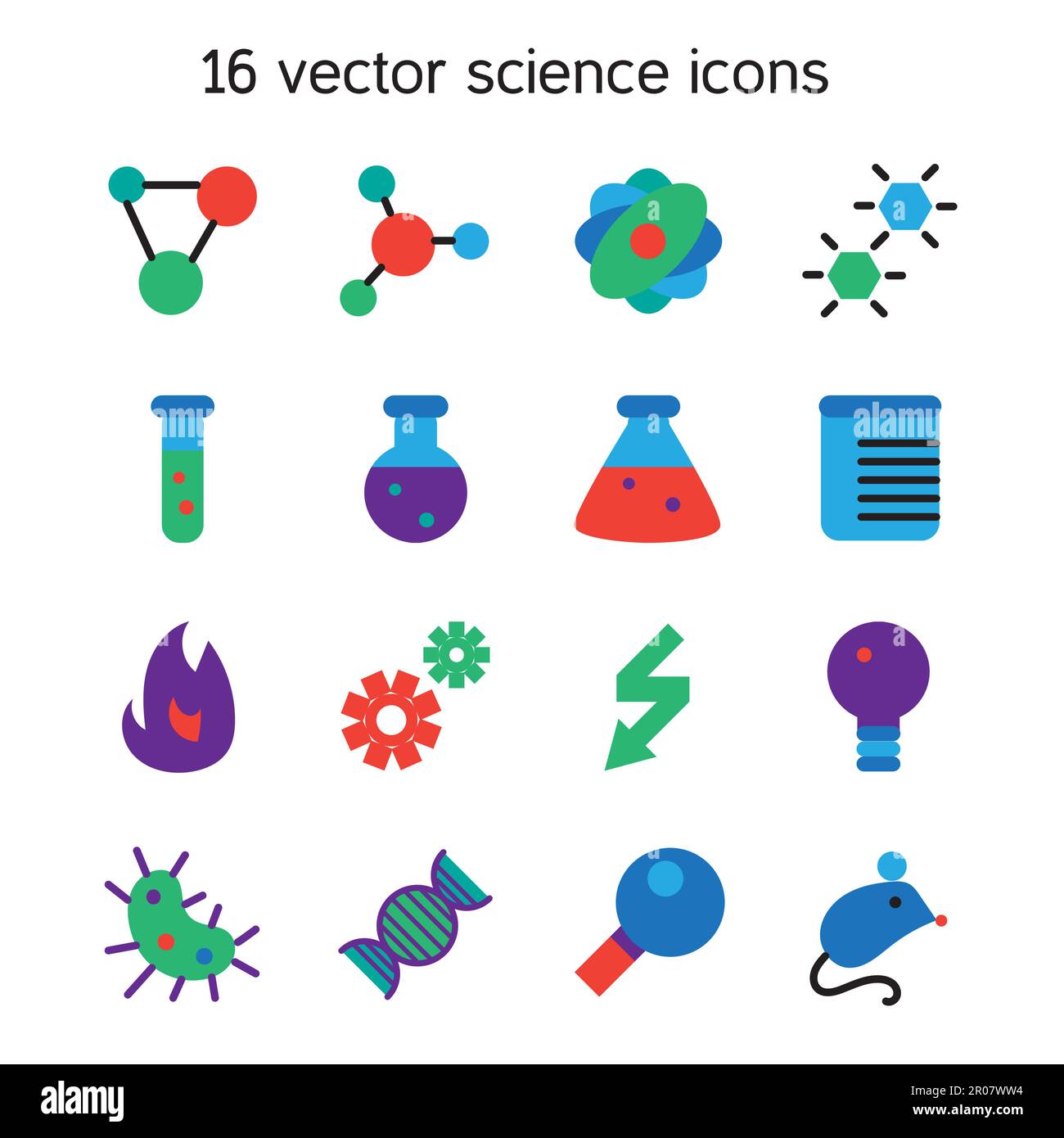 Science set icons. Laboratory biology symbols. Vector Stock Vector ...