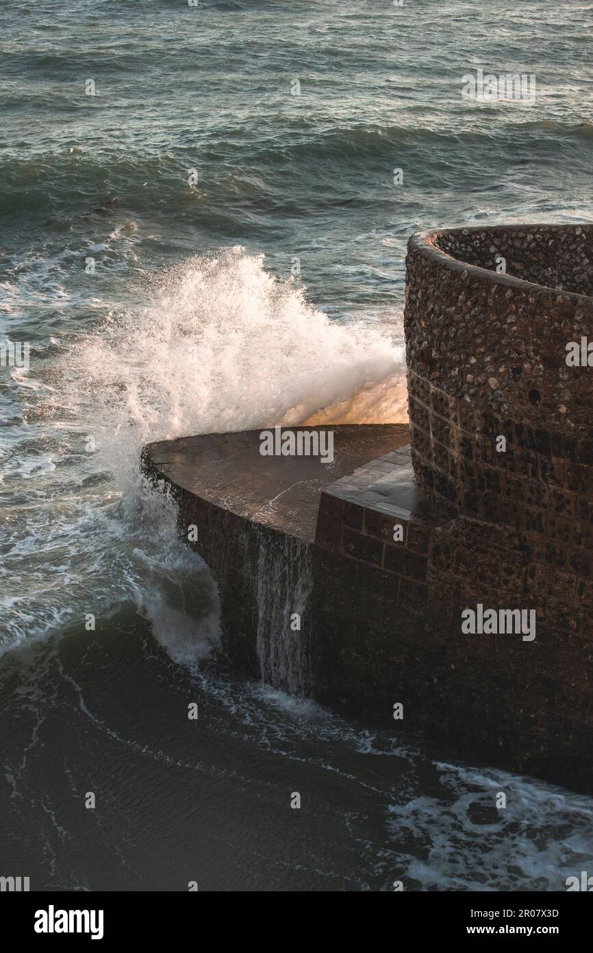 Surf battered seawall hi-res stock photography and images - Alamy