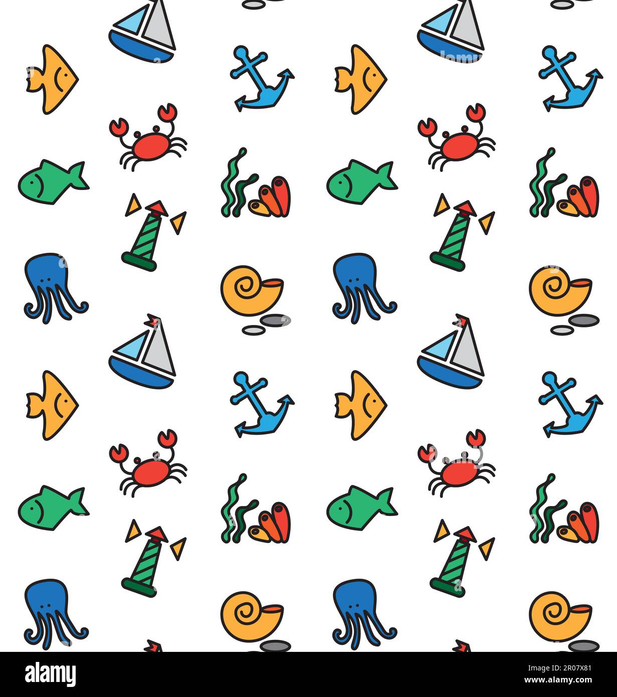 Isolated marine and fishing seamless pattern. Vector Stock Vector Image ...