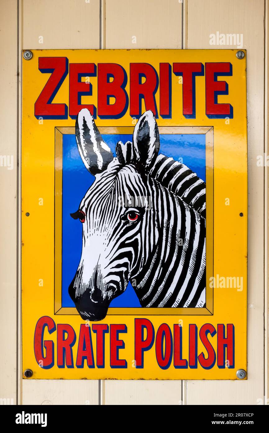 Zebrite sign at Sheffield Park Station Stock Photo - Alamy