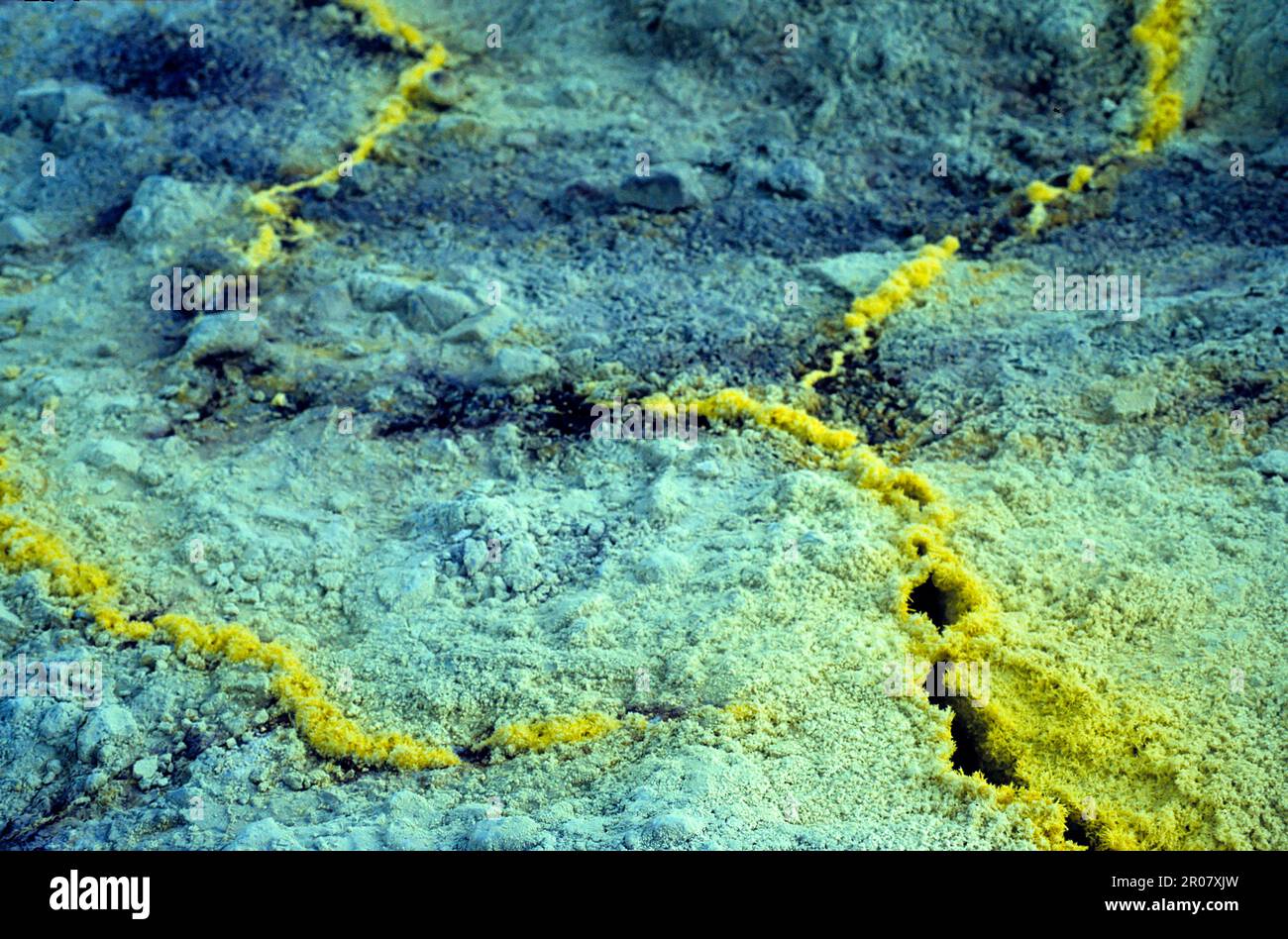 Sulphur crystals, active volcano, Papandayan, Indonesia Stock Photo - Alamy