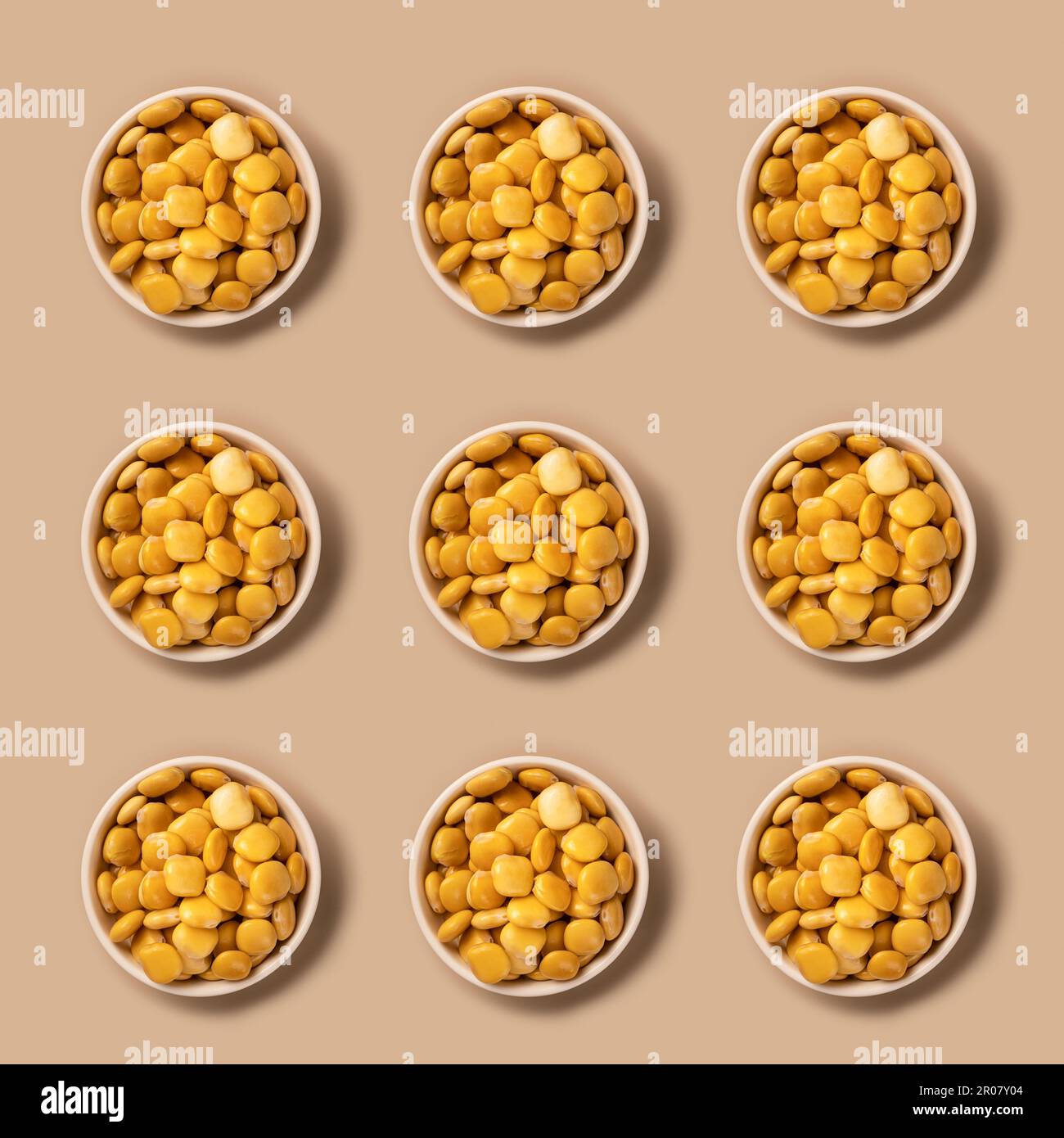 Pattern with salted Lupin Beans in bowls Stock Photo - Alamy