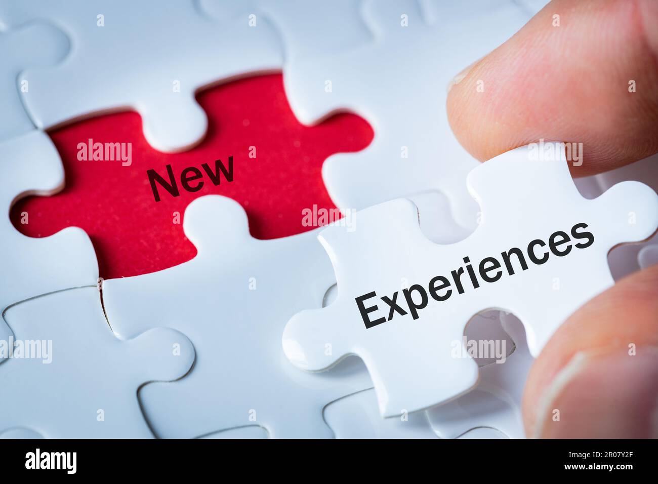 new experiences, note on puzzle, motivational text, concept, personal ...