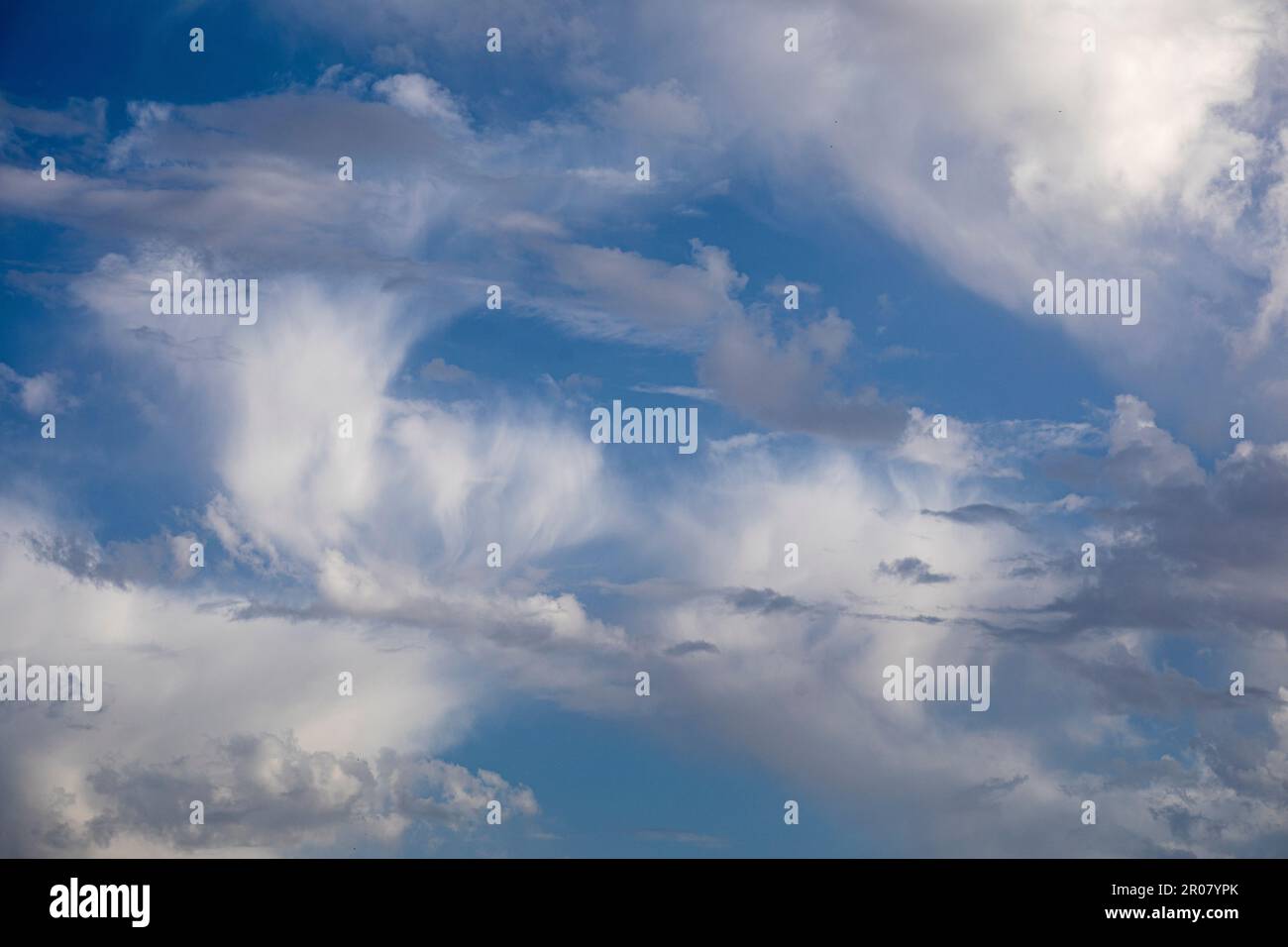 Intense and luminous blue sky with white cirrus clouds perfect for ...