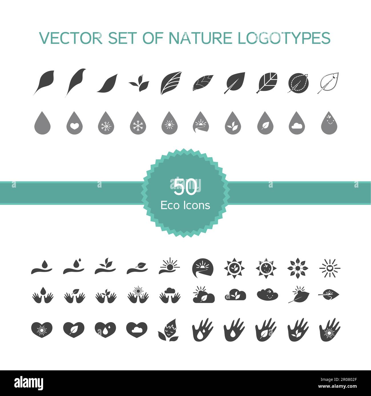 Vector set of 50 ecology icons, nature logo, biology symbols from ...