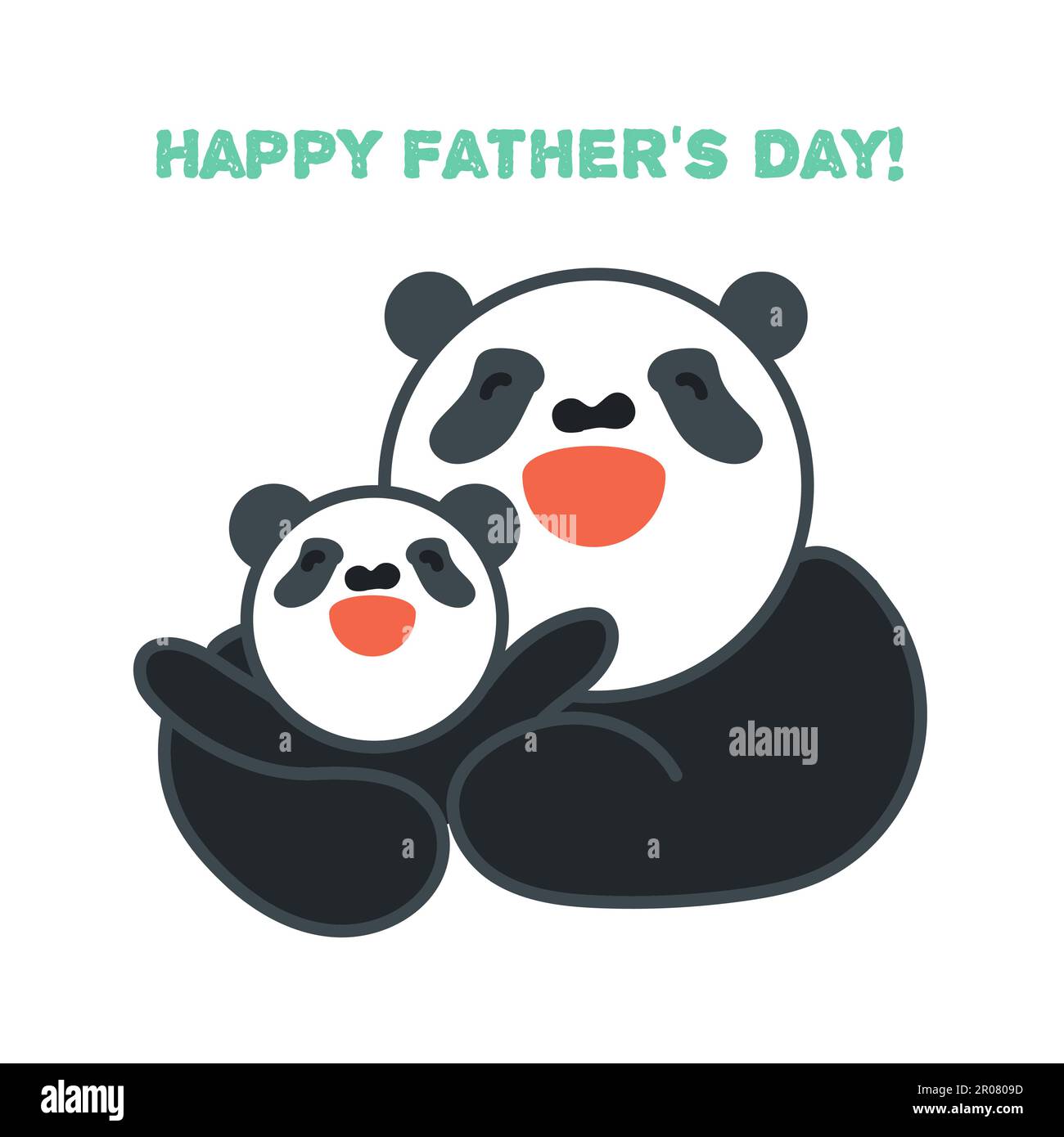 Vector sticker, card with happy father and child panda Stock Vector ...