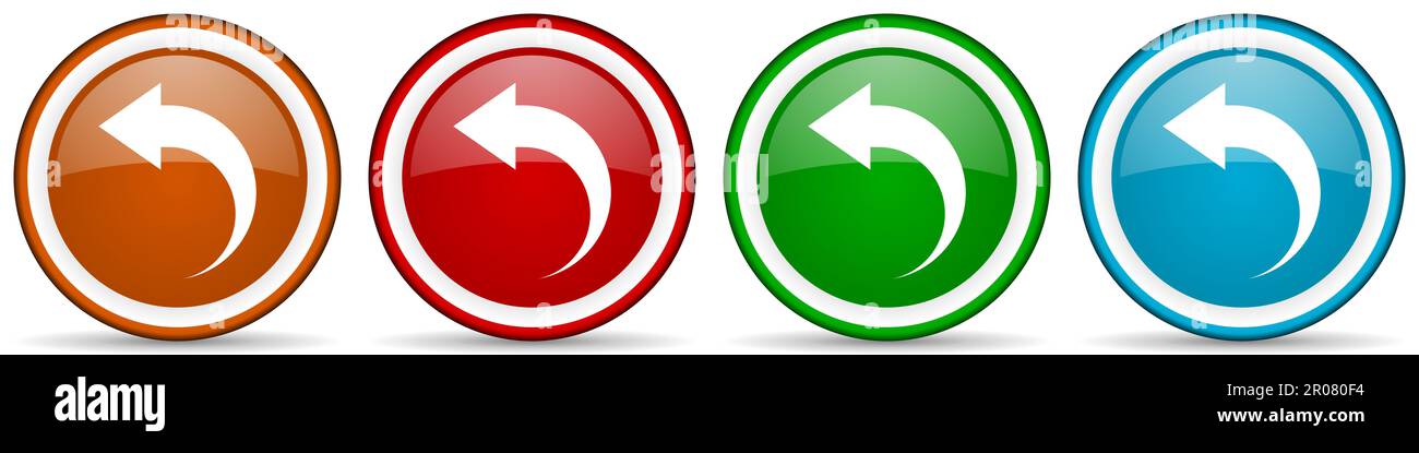 Left arrow, back glossy icons, set of modern design buttons for web ...