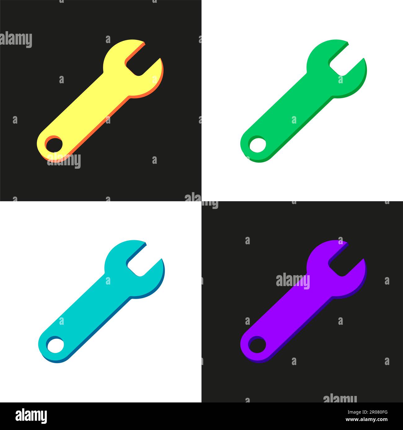 Color flat spanners. Settings and techic symbol. Vector Stock Vector ...