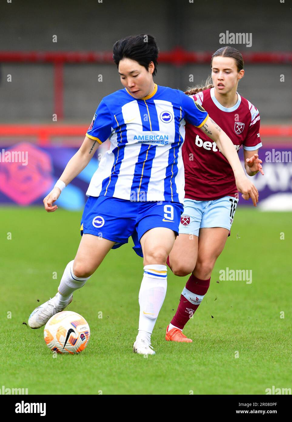 Crawley, UK. 07th May, 2023. Lee Geum-Min of Brighton and Hove Albion ...