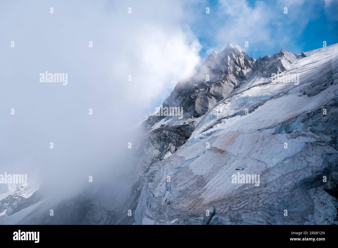 Rugged and dangerous mountain peaks high in the Alps losing their ...