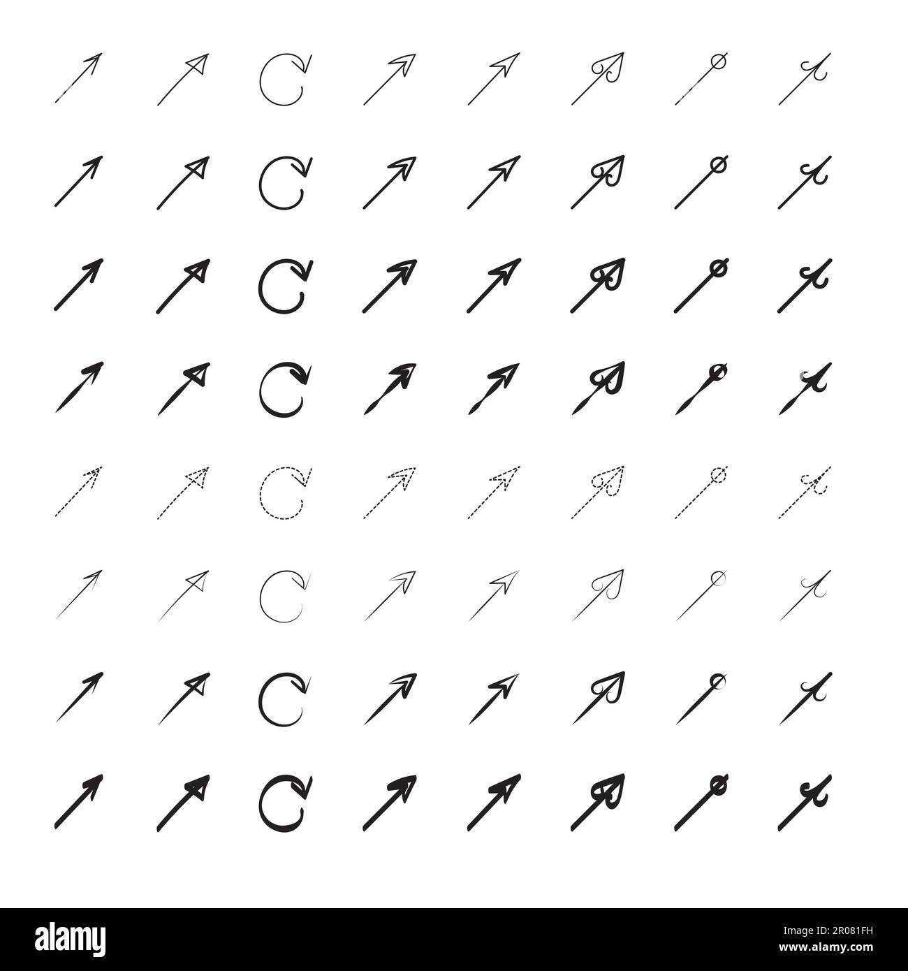 Black set of 64 hand drawn arrows. Vector Stock Vector Image & Art - Alamy
