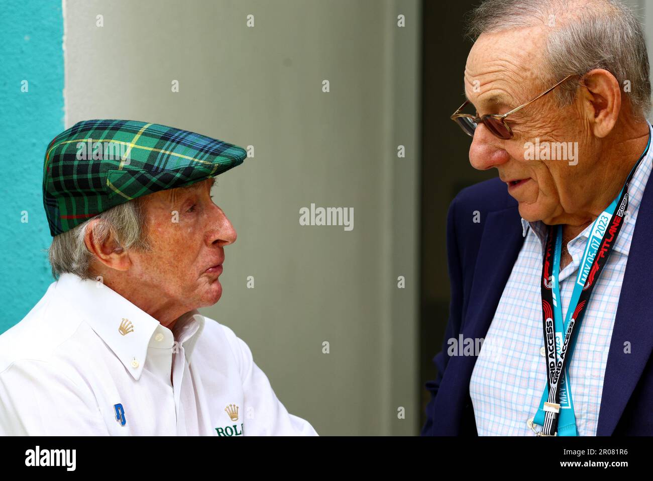 Miami, USA. 07th May, 2023. (L to R): Jackie Stewart (GBR) with Stephen ...