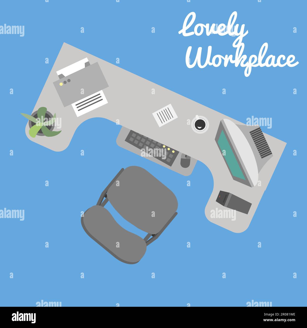 Flat vector office workplace. Work day. Vector Stock Vector Image & Art ...