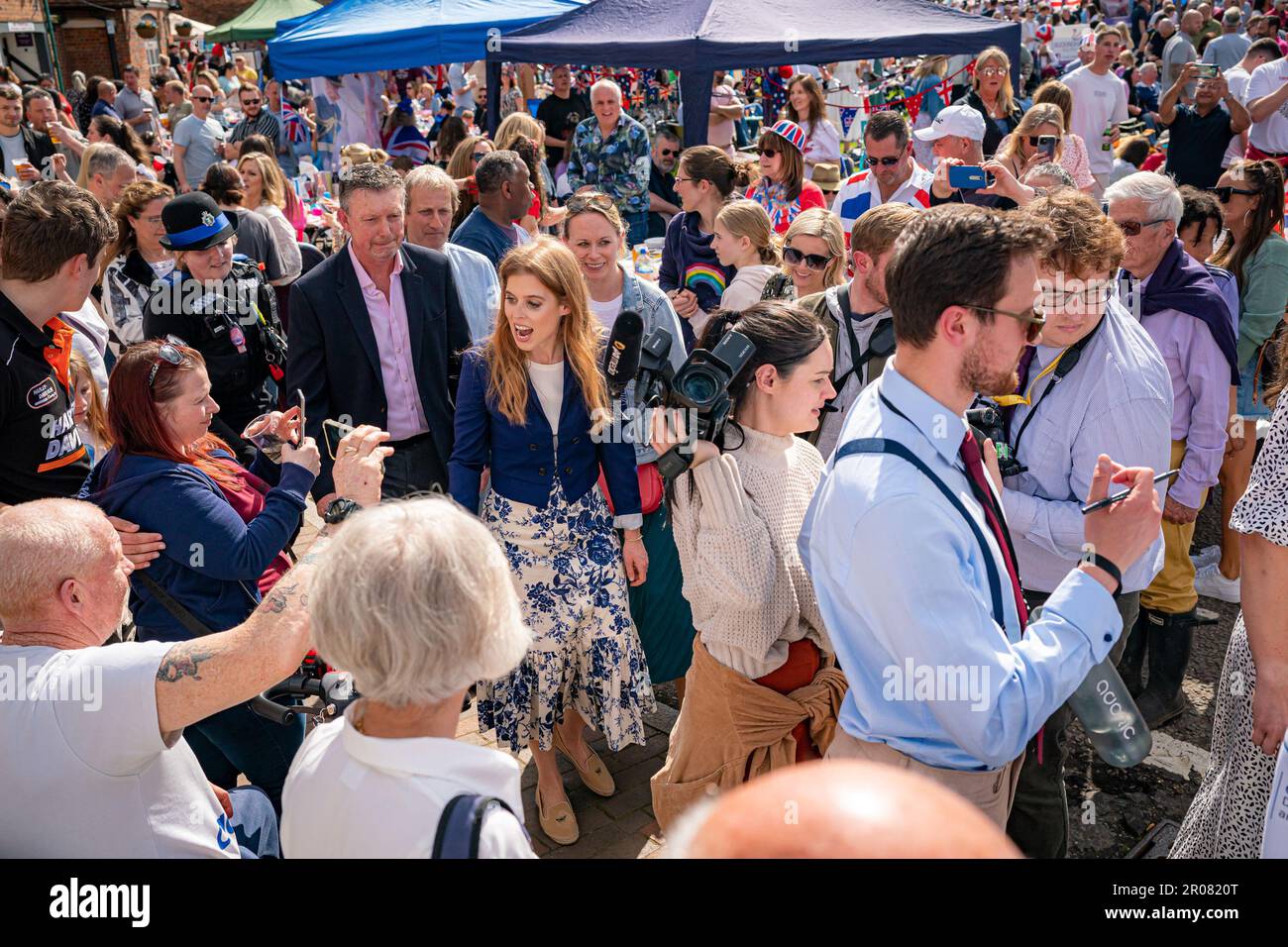 Princess Beatrice (centre) meets people in the crowds as she and her ...