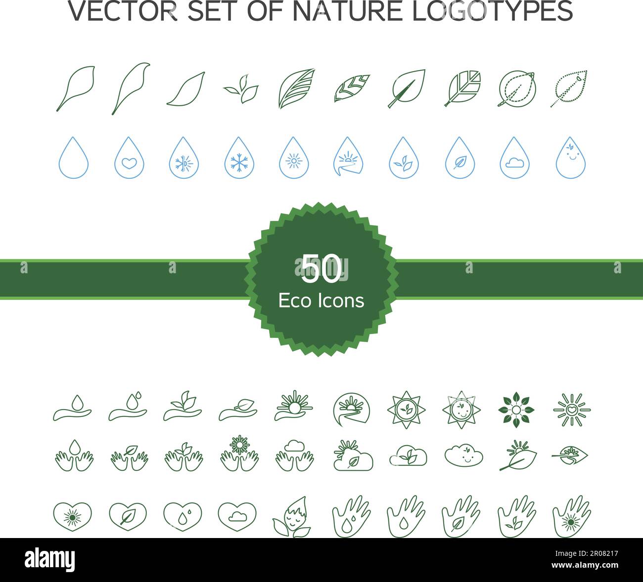 Vector set of 50 ecology icons, nature logo, biology symbols from ...