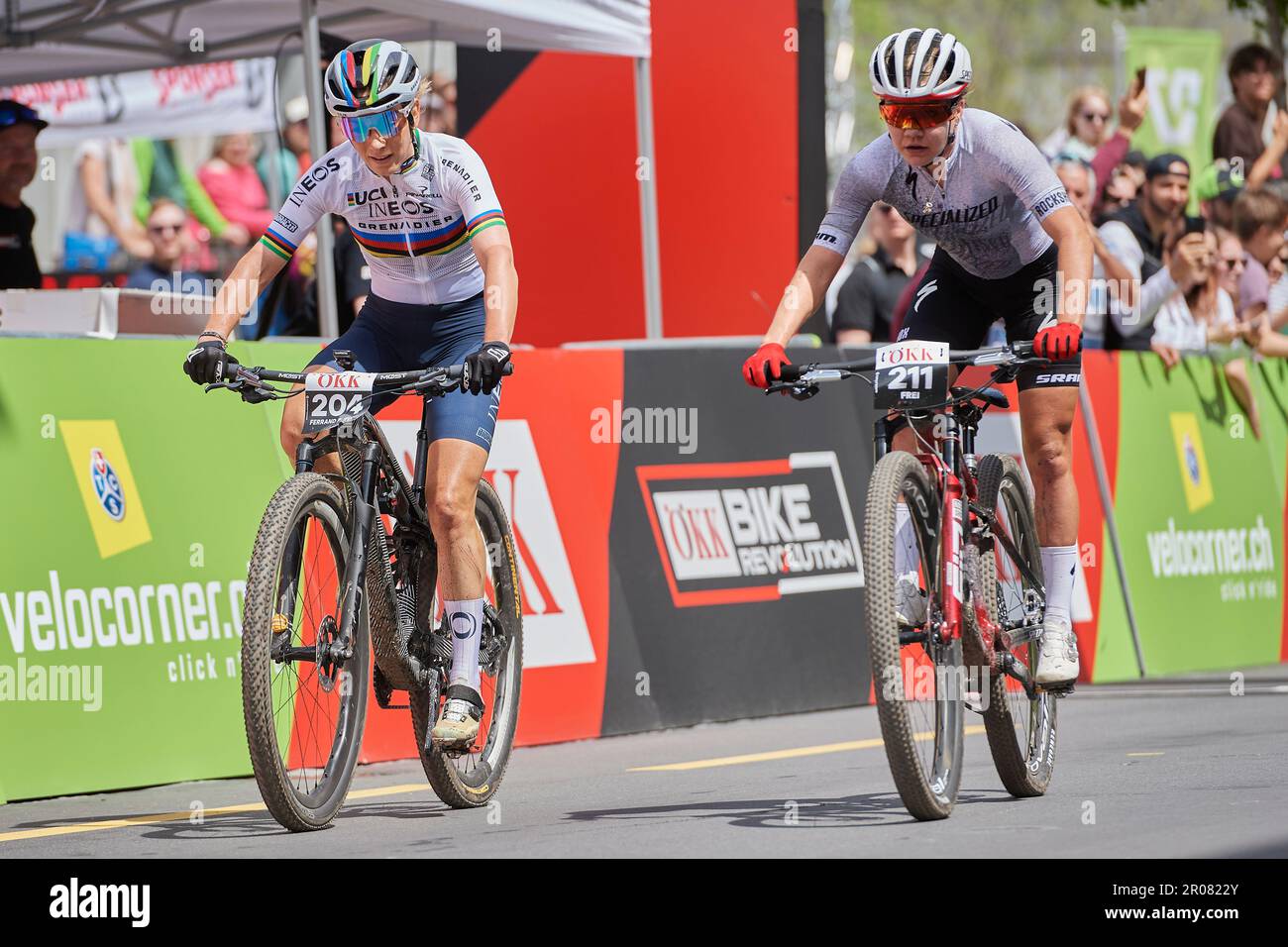 Chur, Schweiz. 7. Mai 2023. Pauline Ferrand Prevot FRA (Ineos Grenadiers) gewinnt den Sprint um ...