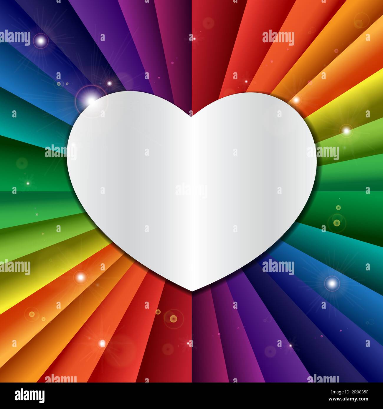 Bright vector rainbow celebration holiday banner with heart icon ...