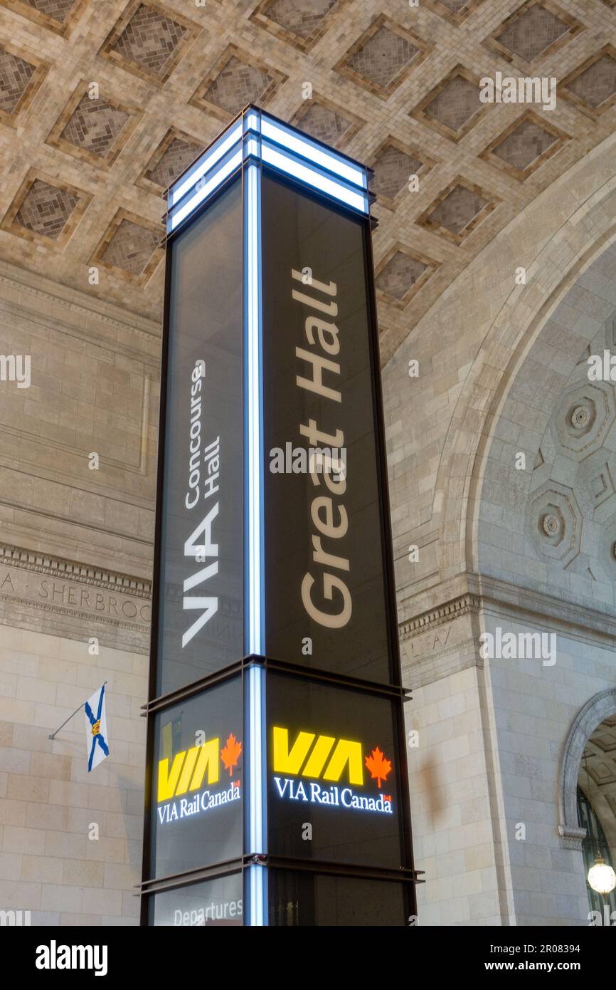 Via Rail Sign Union Station Toronto Canada Inside The Great Hall ...