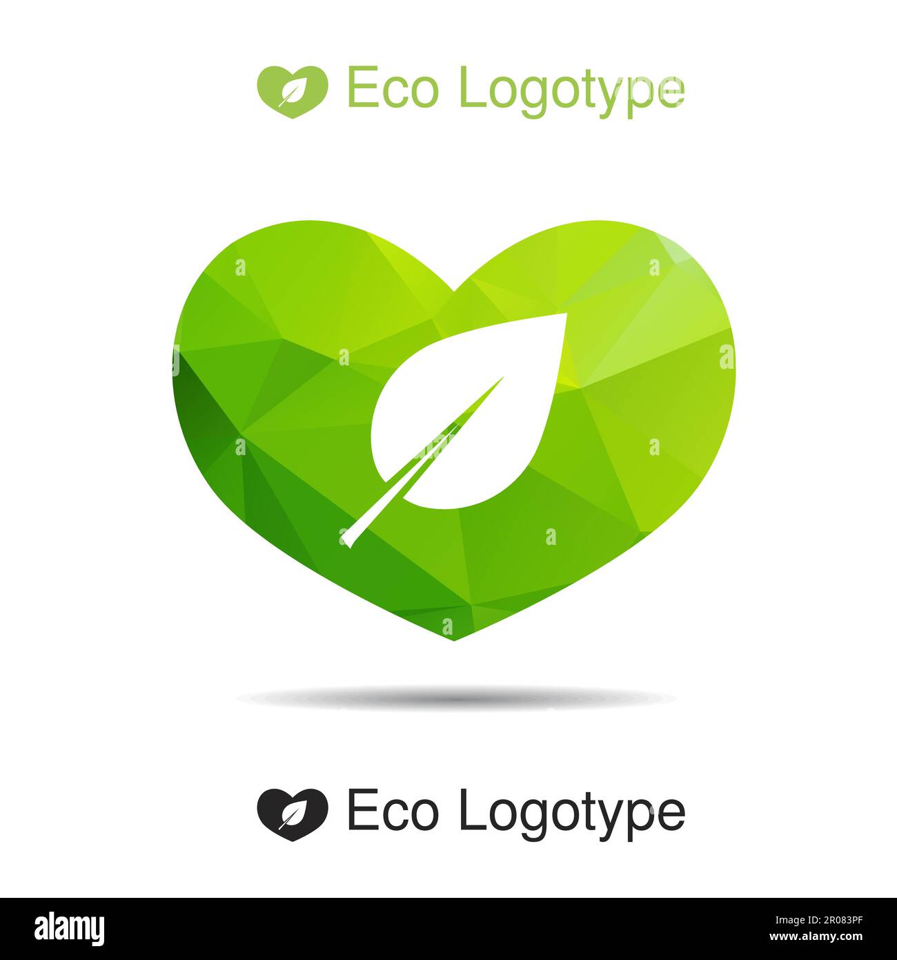 Vector ecology logo or icon in eps, nature logotype with heart Stock ...