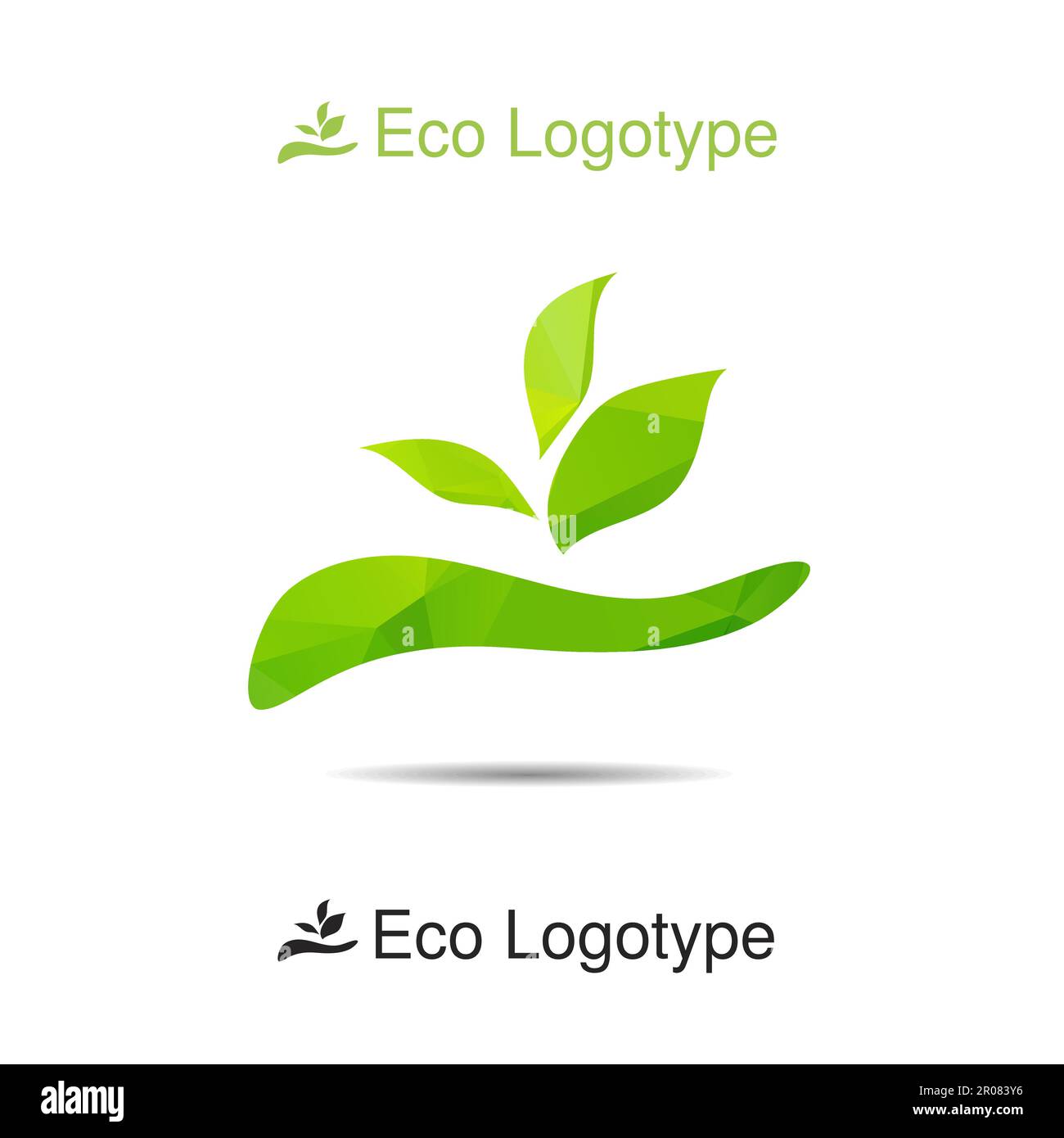 Vector ecology logo or icon in eps, nature logotype, leaf in our hands ...