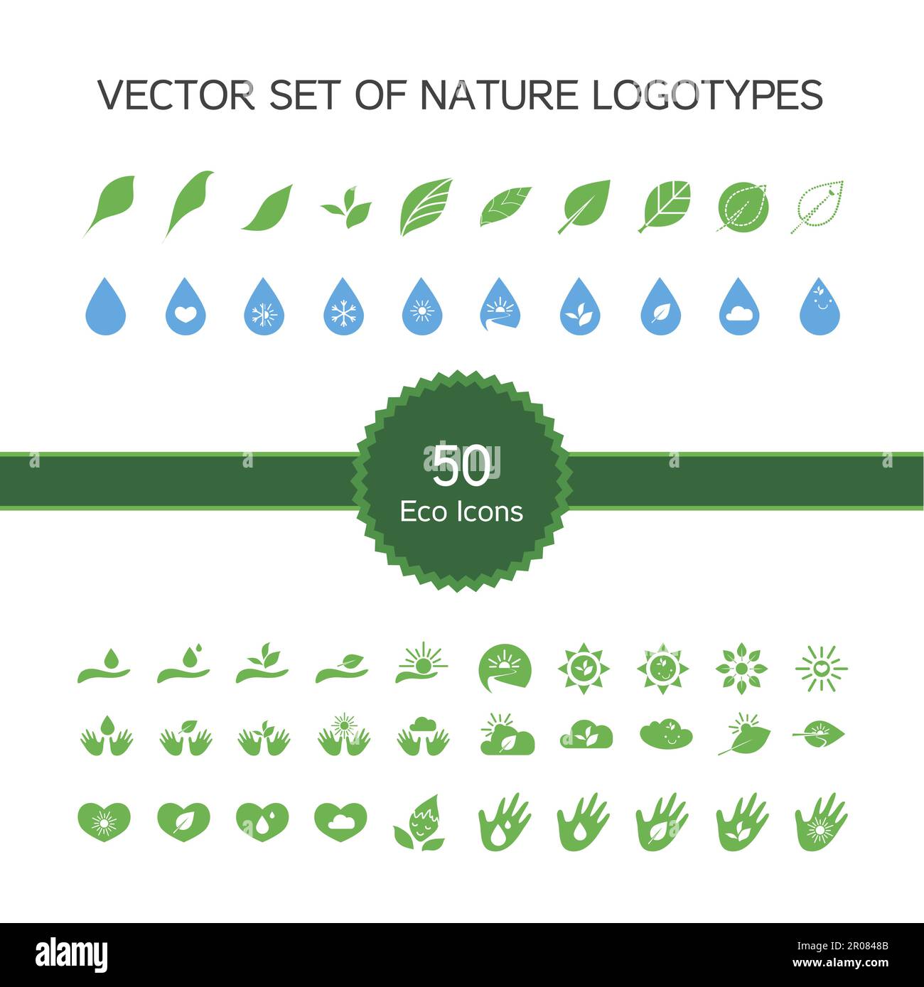 Vector set of 50 ecology icons, nature logo, biology symbols from ...