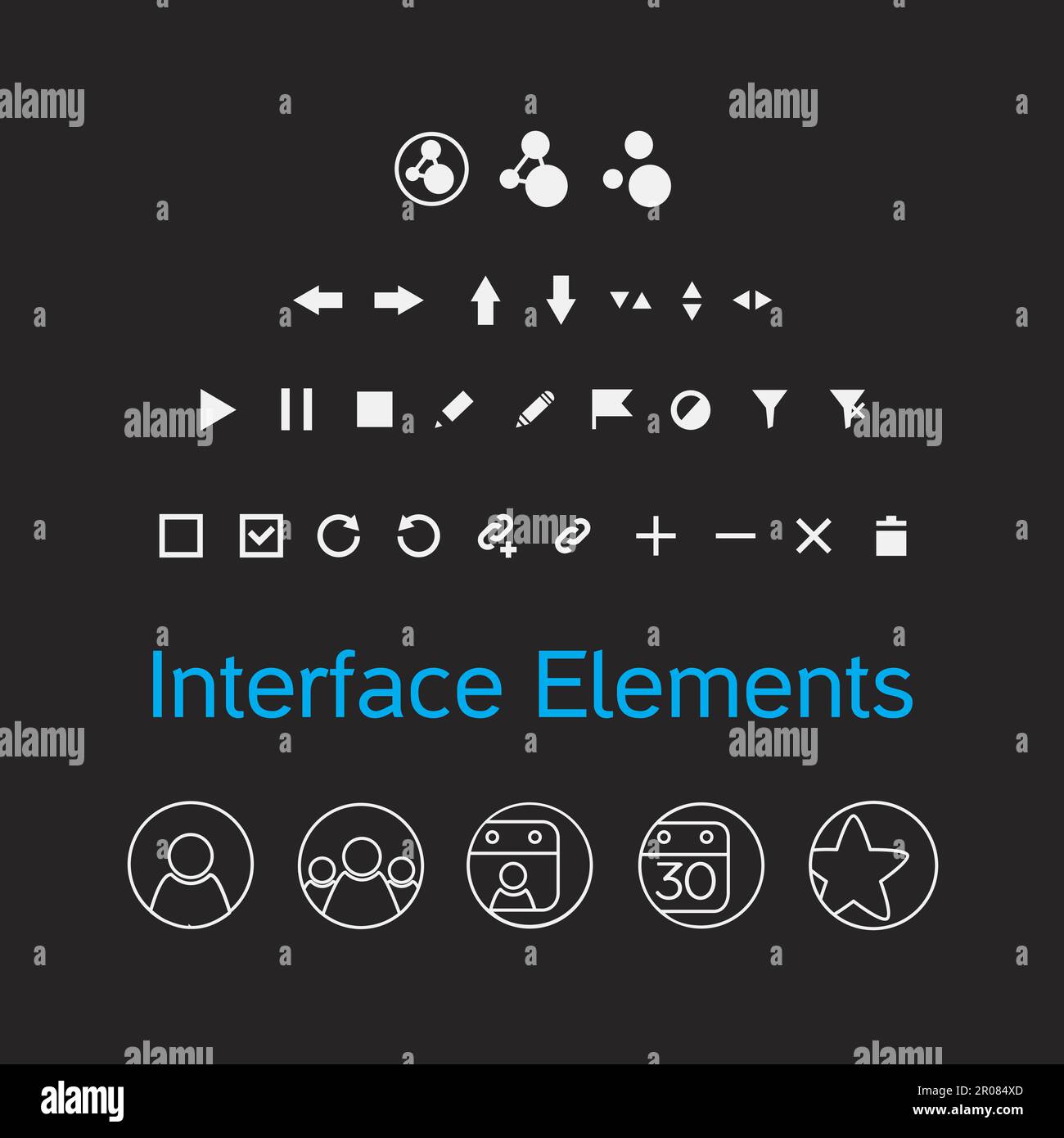 Vector set of interface elements, ui kit icons, pictograms for ...