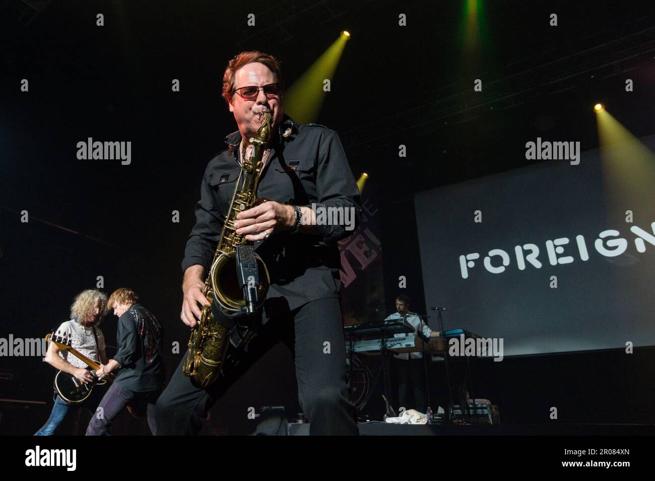 12 April, 2015, Las Vegas, Nevada: Sax player Thom Gimbel takes a solo ...