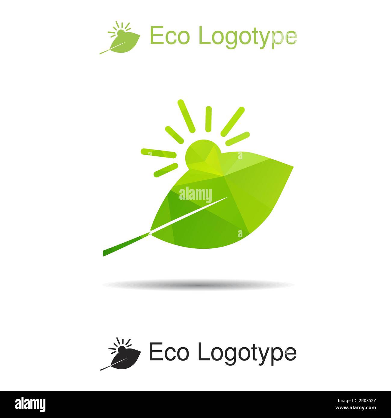 Ecology logotype, icon and nature symbol: sun and leaf Stock Vector ...