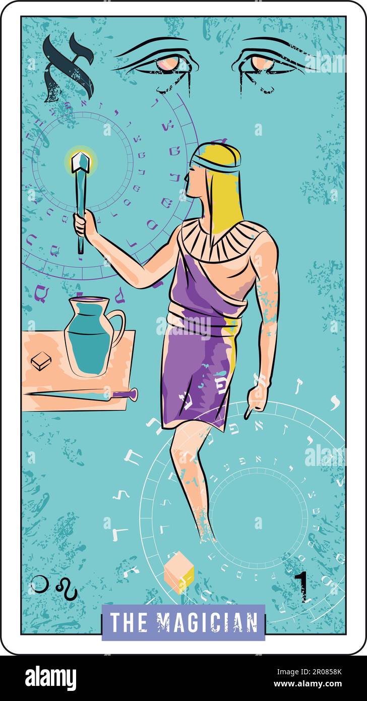 first egyptian tarot card called The Magician. vector illustration to ...