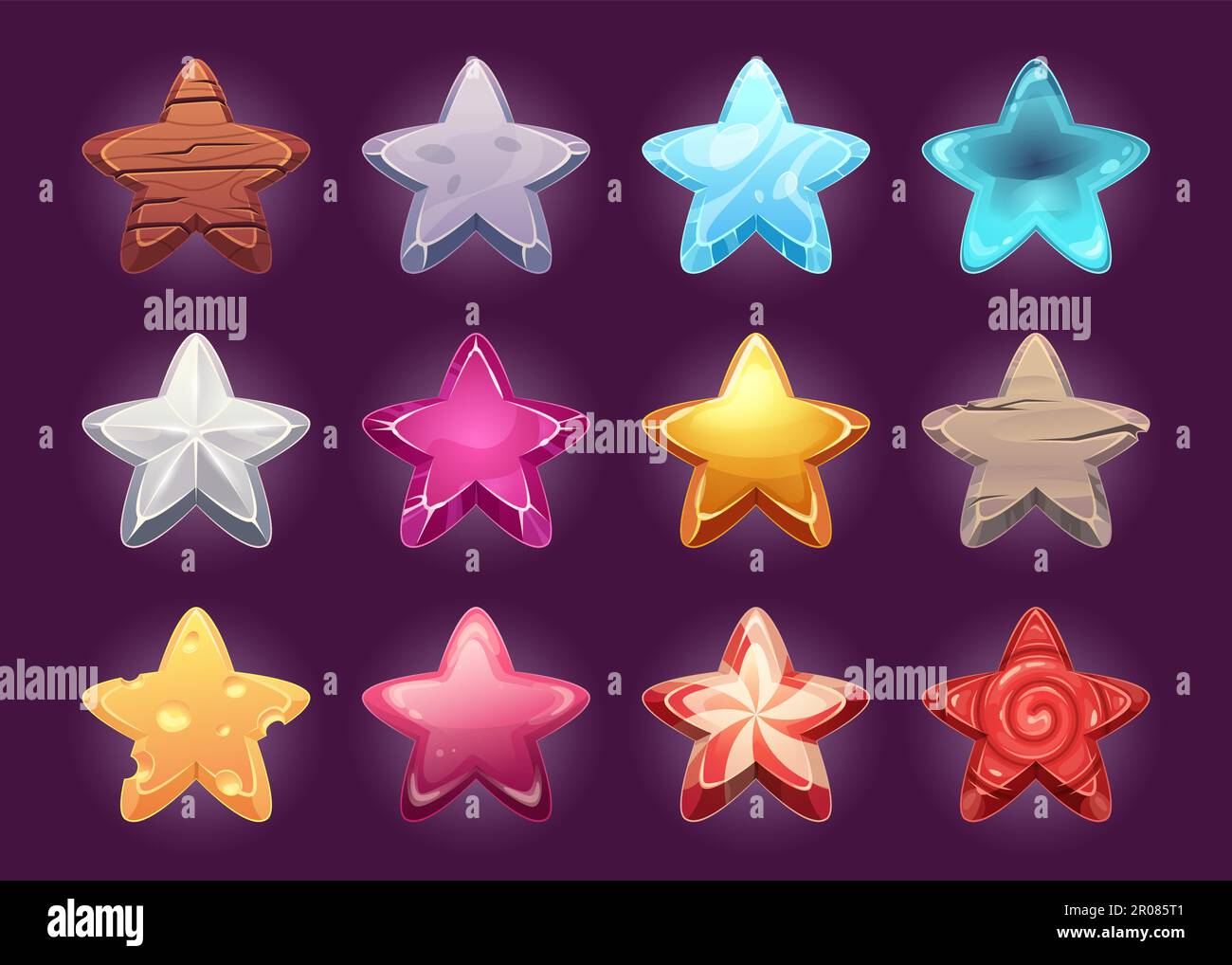 Game ui stars. Different texturized stars exact vector cartoon ...