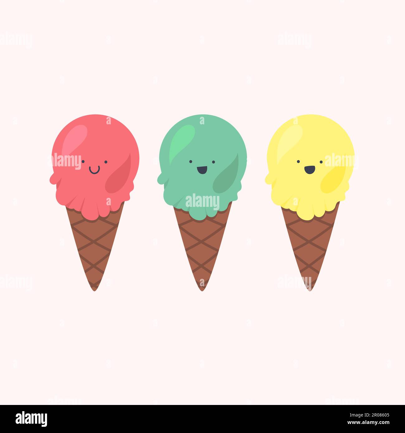 Vector set of emotional ice-creams with smiles and three color themes ...
