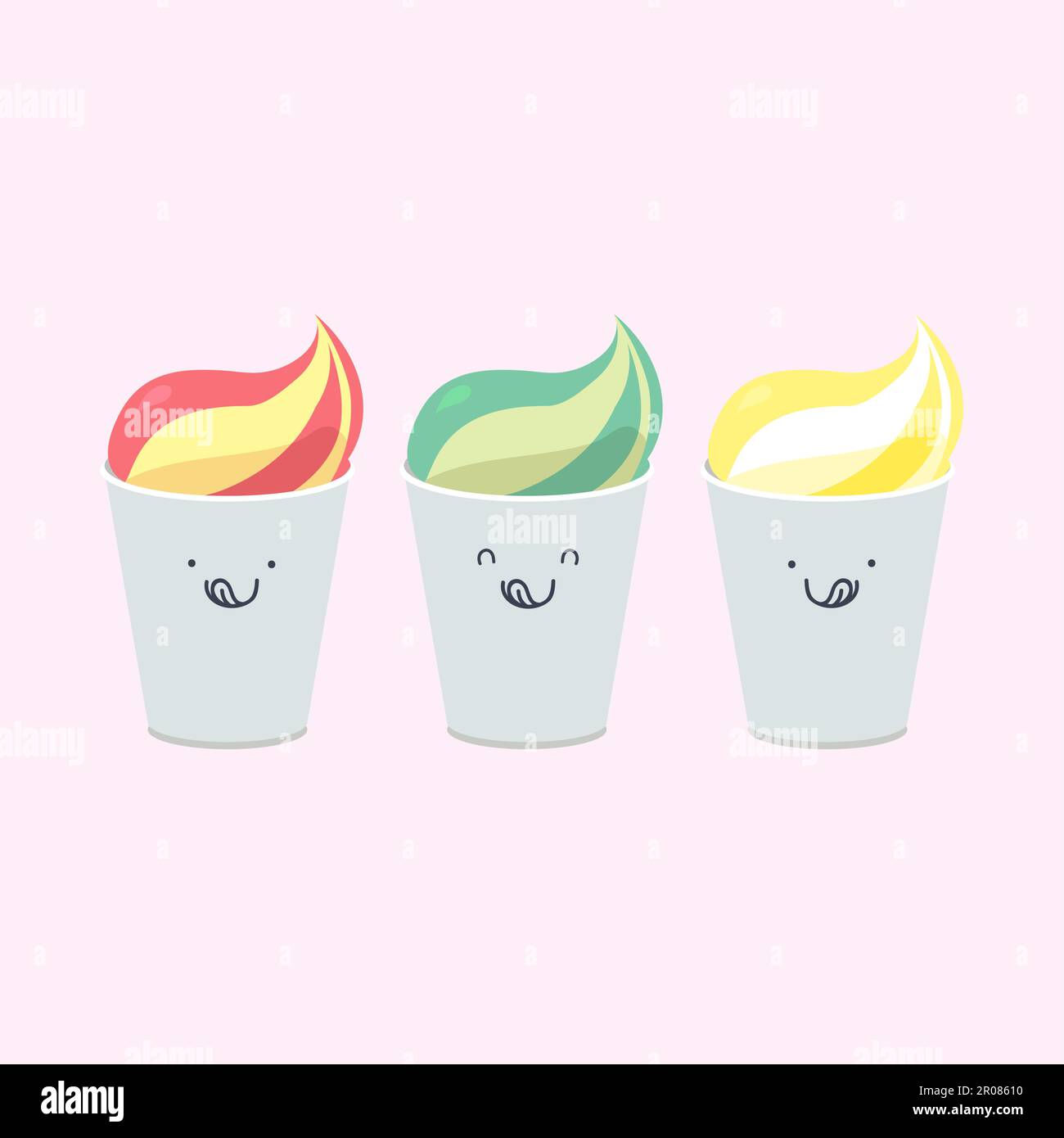 Vector set of emotional ice-creams with smiles and three color themes ...