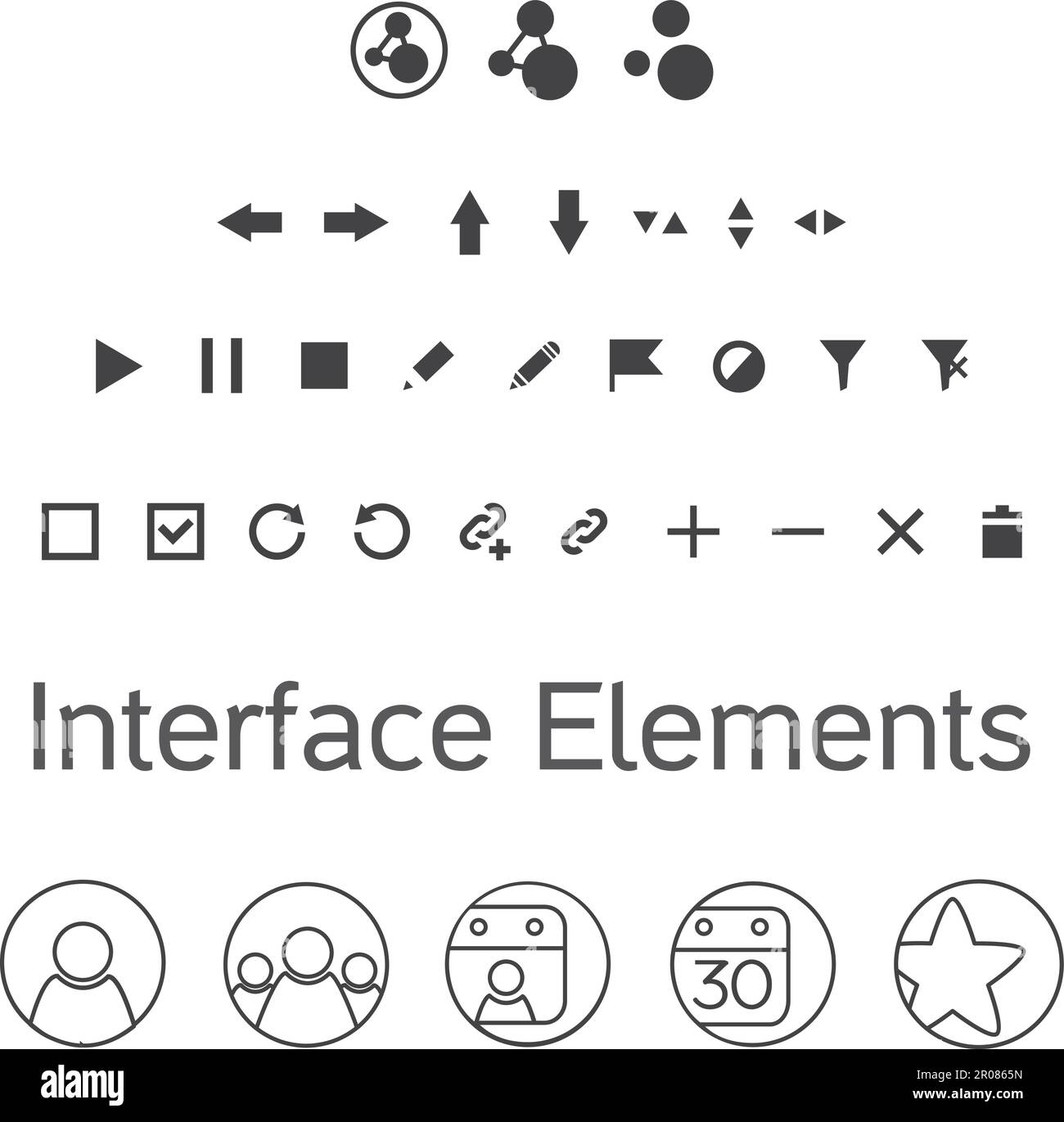 Vector set of interface elements, ui kit icons, pictograms for ...
